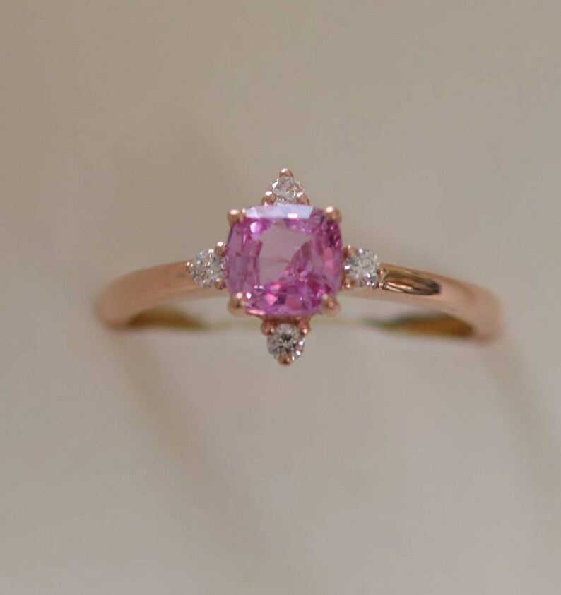 Pink Sapphire Engagement Ring. Promise Ring. Cushion - Etsy