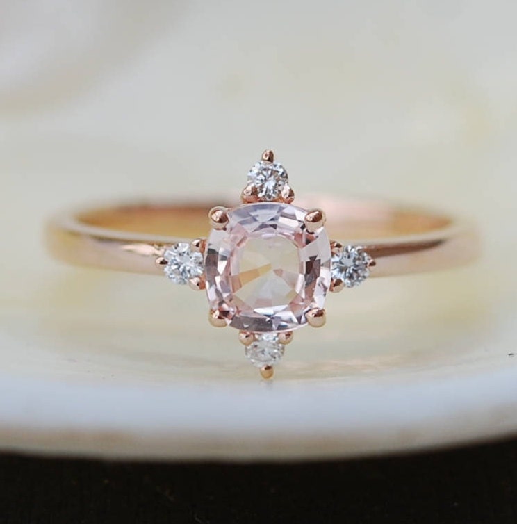 Peach Sapphire Engagement Rings