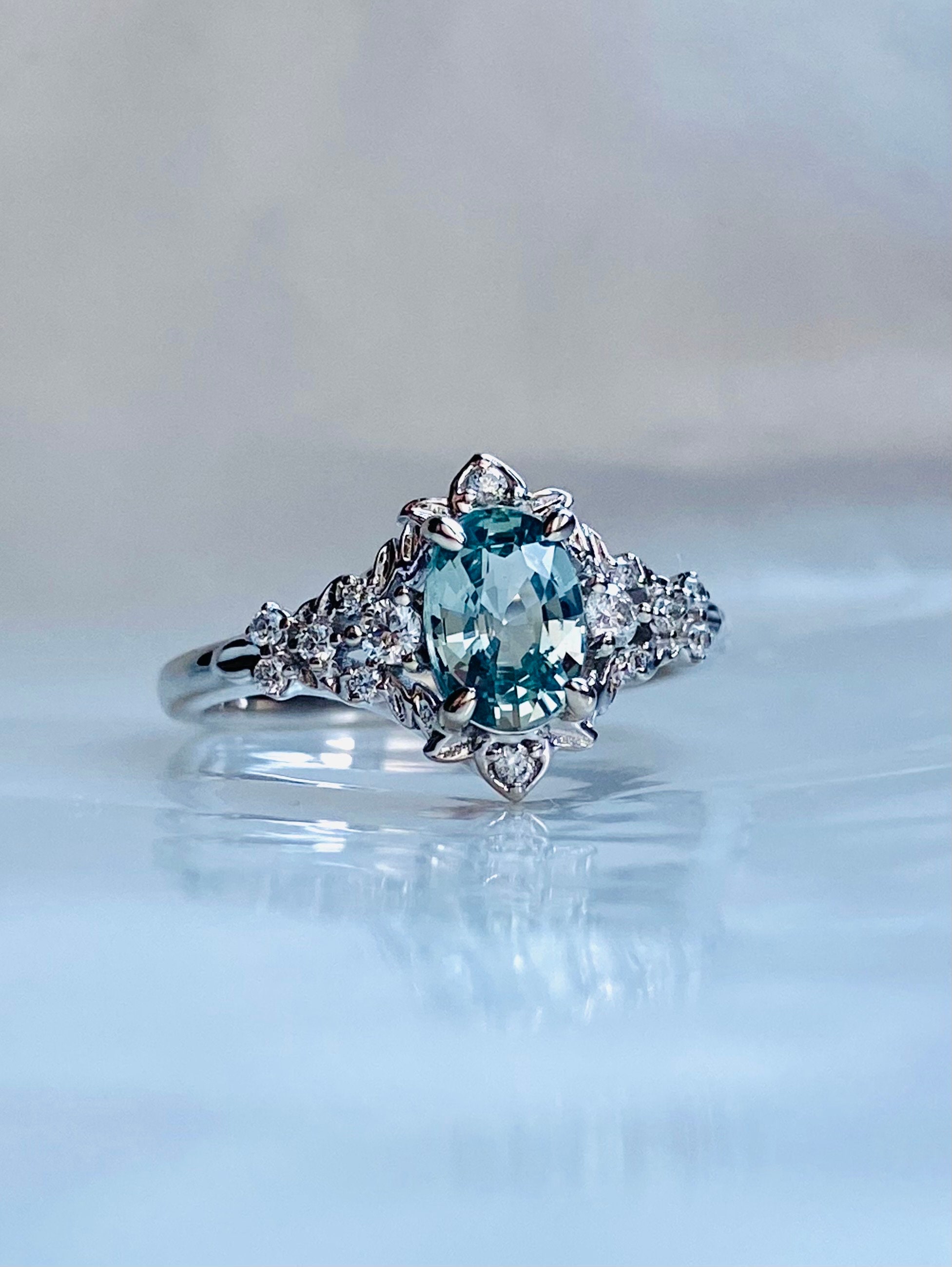Ice Blue Sapphire Engagement Ring: Diamond White Gold Arwen Ring - Etsy