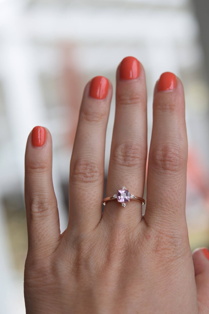 Raspberry Sapphire Engagement Ring. Promise Ring. Cushion - Etsy Canada