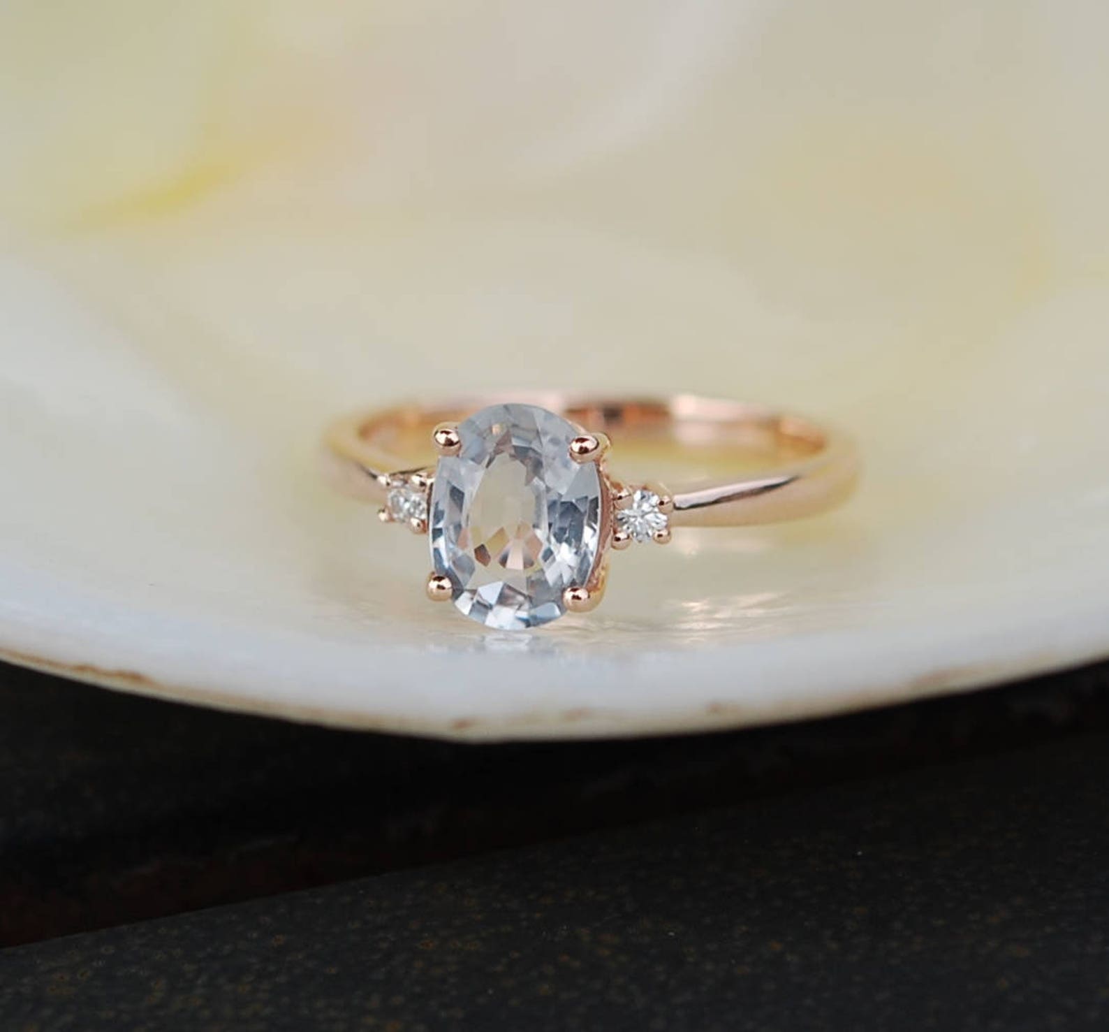 Ice Blue Sapphire Engagement Ring. Promise Ring. Oval | Etsy