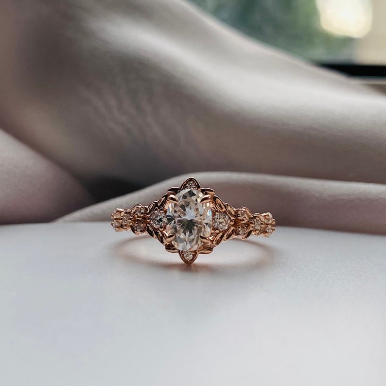 Arwen Elvish Moissanite Engagement Ring Gold Lab Diamond Engagement ...