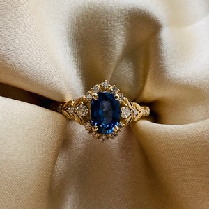 Midnight Blue Fairy Engagement Ring Gold, Fantasy Engagement Ring Blue ...