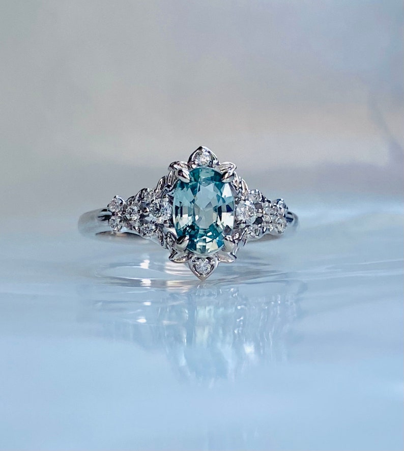 Ice Blue Sapphire Engagement Ring: Diamond White Gold Arwen Ring - Etsy