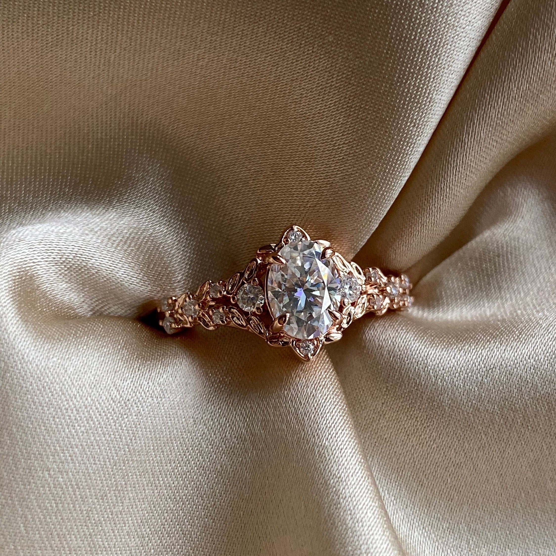 Arwen Elvish Moissanite Engagement Ring Gold Lab Diamond Engagement ...