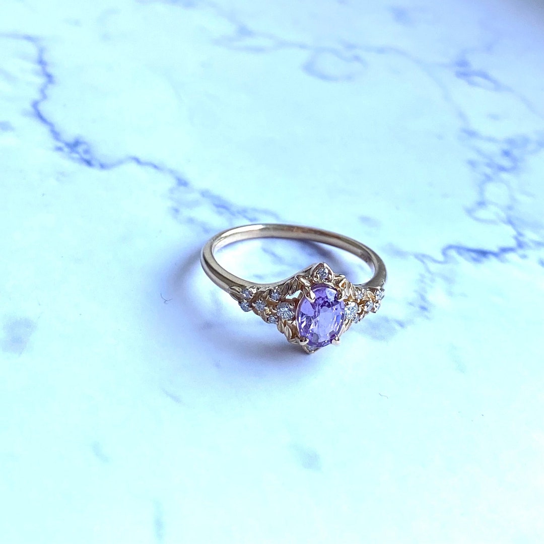 Arwen 14k Gold Lavender Sapphire Engagement Ring: Diamond Fantasy Ring ...
