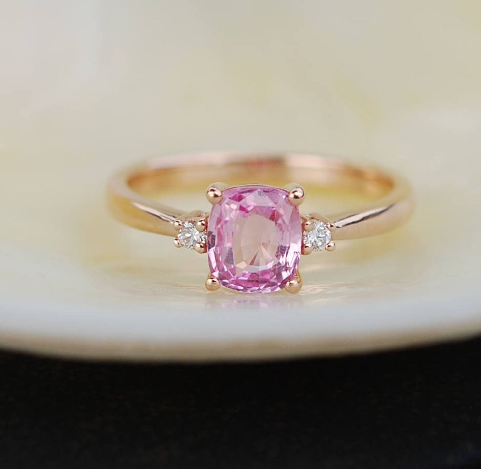Candy Pink Sapphire Engagement Ring. Promise Ring. Oval Engagement Ring ...
