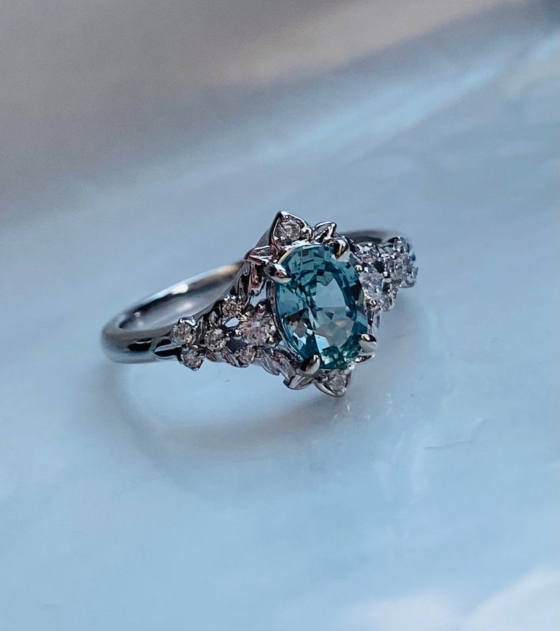 Ice Blue Sapphire Engagement Ring: Diamond White Gold Arwen Ring - Etsy