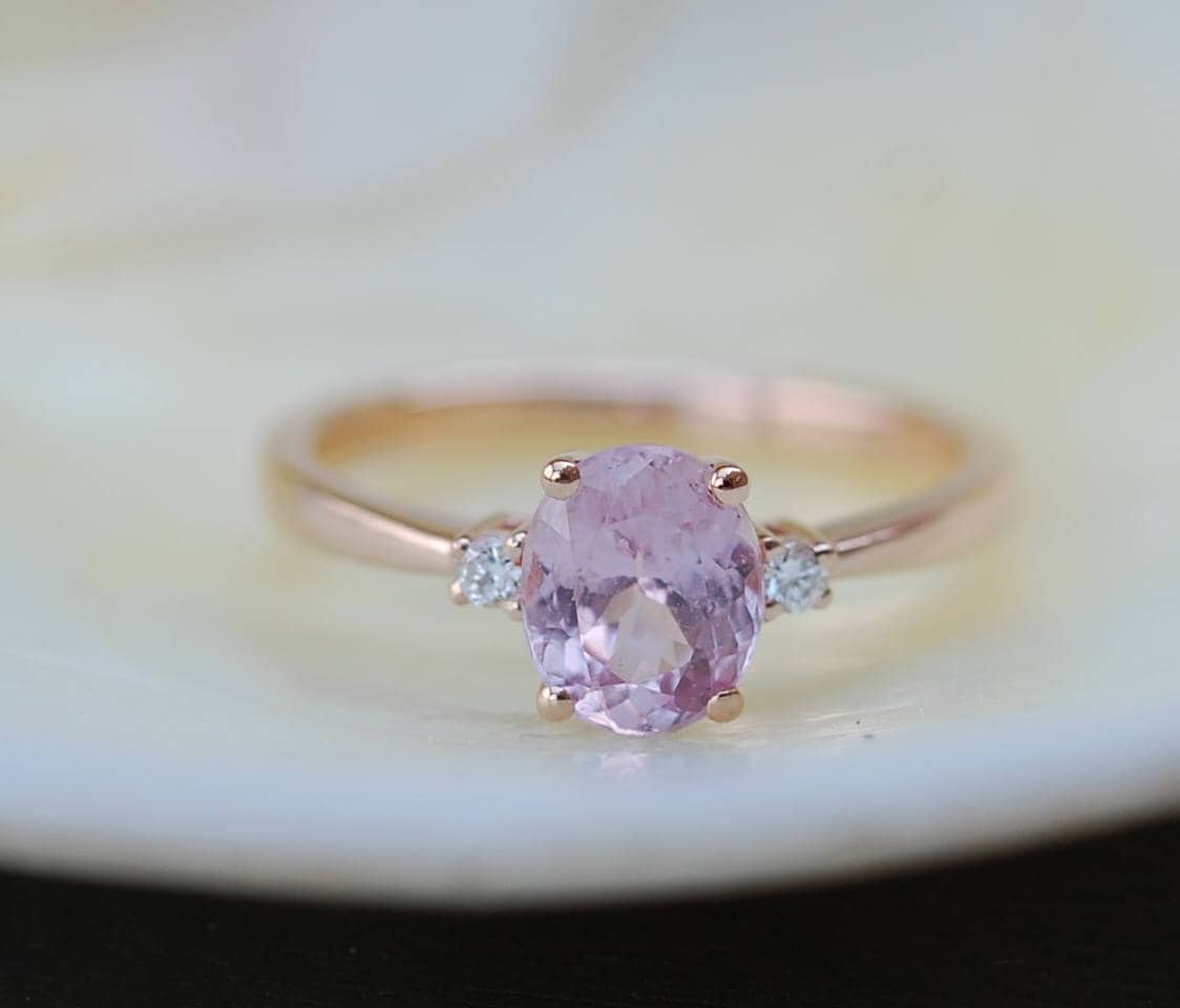 Lavender sapphire engagement ring. Promise ring. Oval | Etsy
