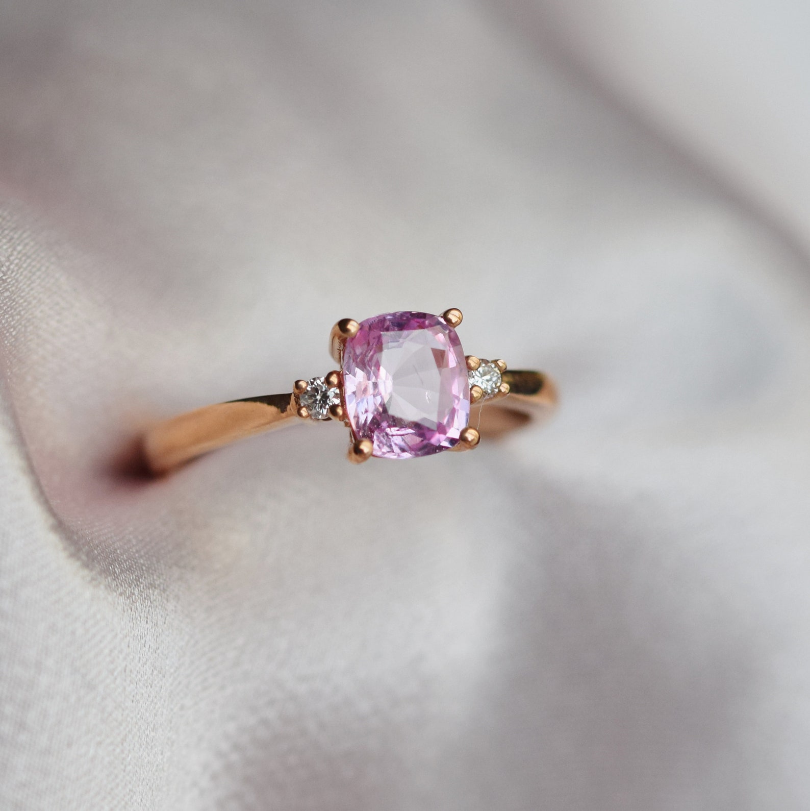 Candy Pink Sapphire Engagement Ring. Promise Ring. Oval Engagement Ring ...