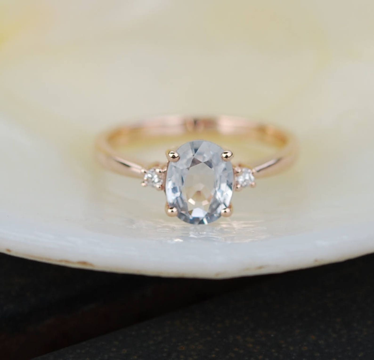 Ice Blue Sapphire Engagement Ring. Promise Ring. Oval - Etsy