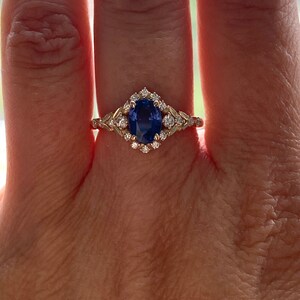 Midnight Blue Fairy Engagement Ring Gold, Fantasy Engagement Ring Blue ...