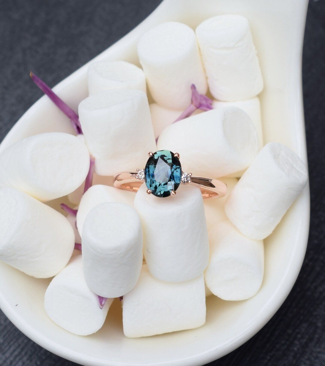 Blue Green Sapphire Engagement Ring. Promise Ring. Blue Green Sapphire ...