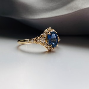 Midnight Blue Fairy Engagement Ring Gold, Fantasy Engagement Ring Blue ...