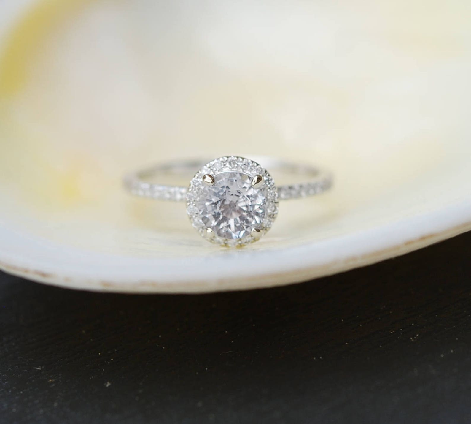 Engagement Ring Promise Ring Round Engagement Ring White | Etsy