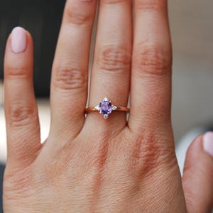 Purple Sapphire Engagement Ring. Promise Ring. Cushion Engagement Ring ...
