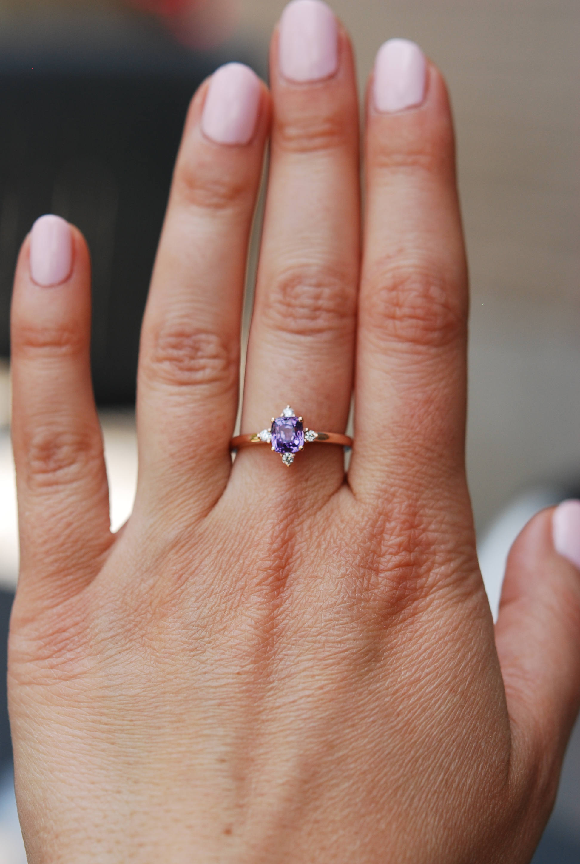 Purple Sapphire Engagement Ring. Promise Ring. Cushion Engagement Ring ...