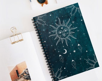 White Moon & Sun Notebook Spiral Ruled Line - Etsy