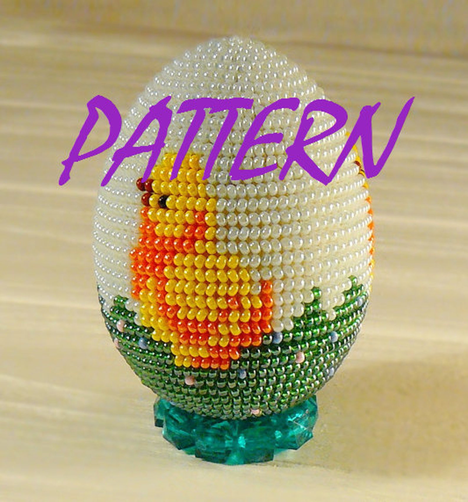 Pattern, Easter Egg Beaded With, Wooden Easter Eggs,exclusive Easter Present,beaded Egg With ...
