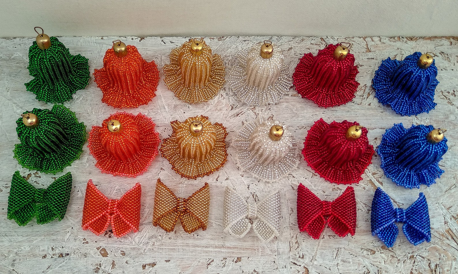 Set of Bells From Beads. Set of Beaded Bows. Christmas - Etsy