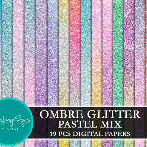 Ombre Glitter Digital Papers Scrapbook Papers Colorful - Etsy