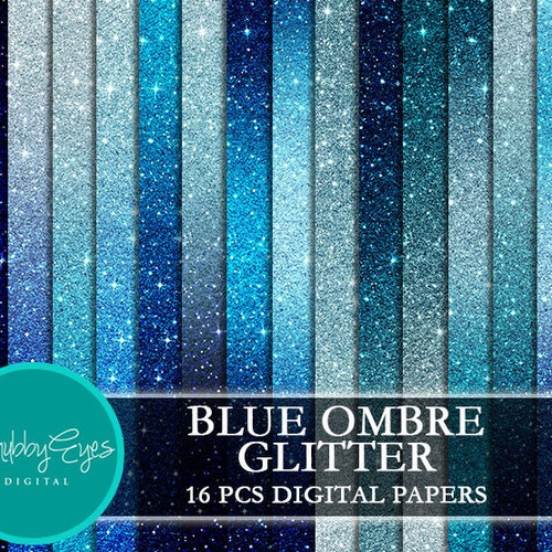 Blue Glitter Digital Papers Scrapbook Papers Blue Sparkles - Etsy