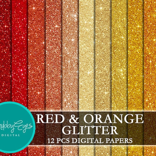 Red and Orange Glitter Digital Papers Scrapbook Papers - Etsy