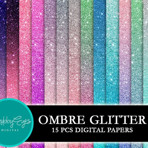 Ombre Glitter Digital Papers Scrapbook Papers Colorful - Etsy