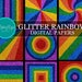 Rainbow Glitter Digital Papers Scrapbook Papers Rainbow | Etsy