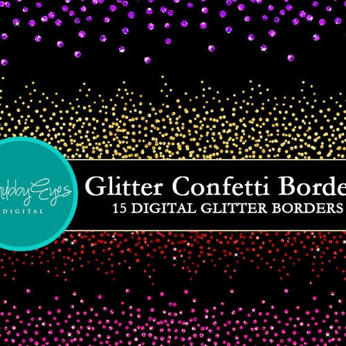 Gold & Silver Glitter Confetti Borders Digital Glitter Clip - Etsy