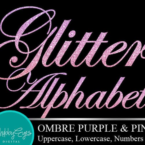 Pink Purple Ombre Glitter Alphabet Numbers and Punctuation - Etsy