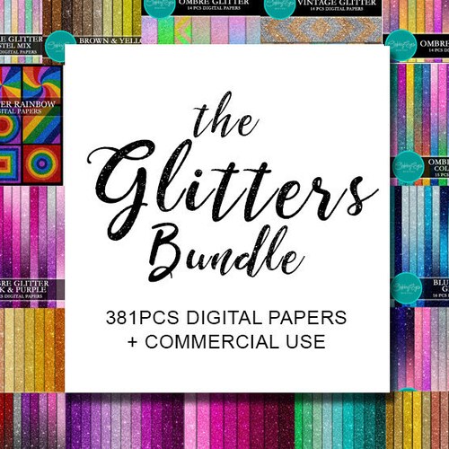 Ombre Glitter Digital Papers Scrapbook Papers Colorful - Etsy