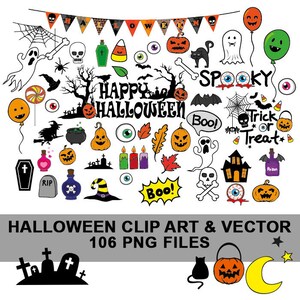 Halloween Vector Clip Art, Illustrator Vector, Pumpkin, Ghost ...