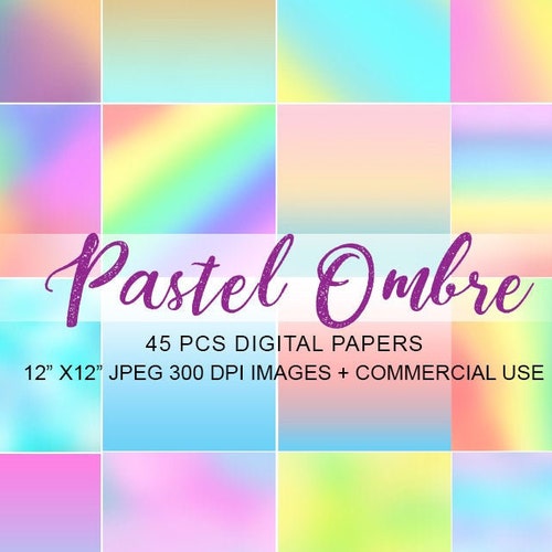 Pastel Ombre Digital Papers Colorful Scrapbook Papers | Etsy
