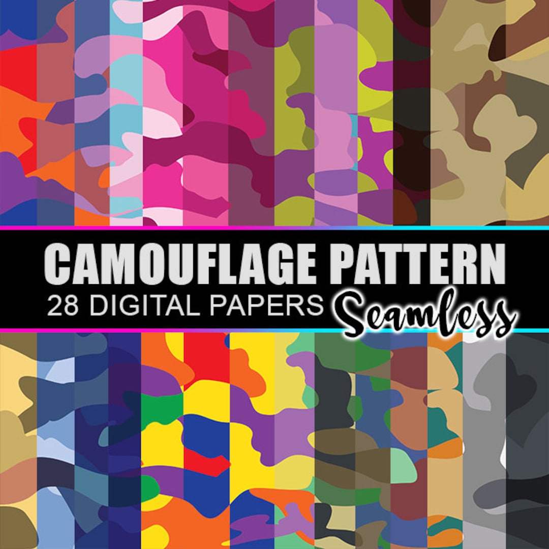 Camouflage Pattern Digital Papers, Colorful Scrapbook Papers, Military ...
