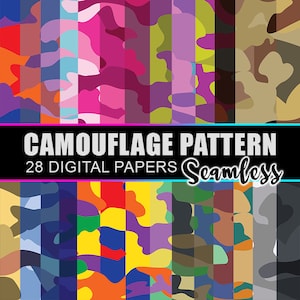 Camouflage Pattern Digital Papers, Colorful Scrapbook Papers, Military ...