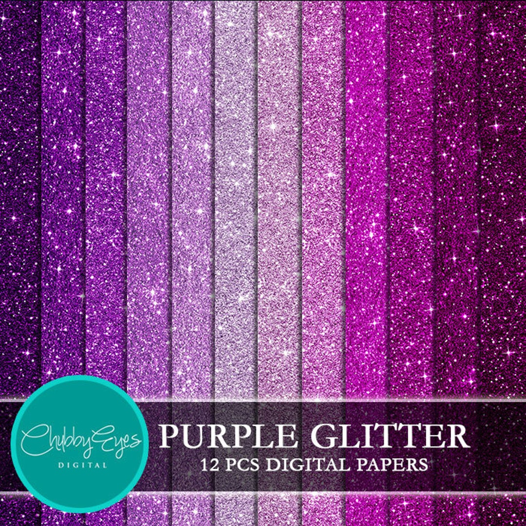 Purple Glitter Digital Papers, Scrapbook Papers Purple Sparkles Clipart ...