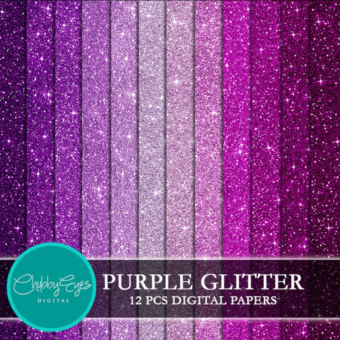 Purple Glitter Digital Papers Scrapbook Papers Purple - Etsy
