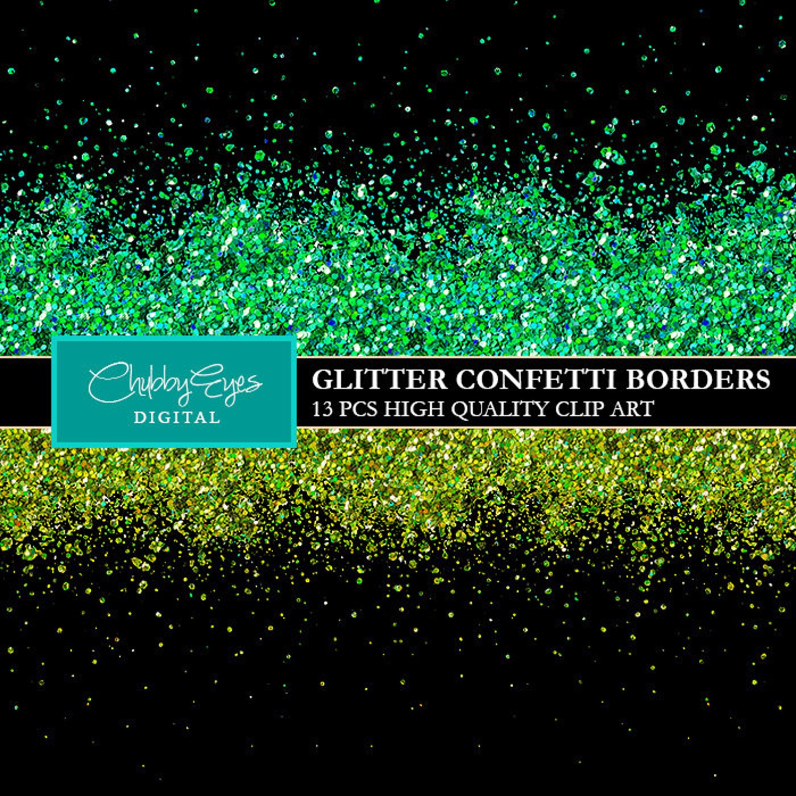 Chunky Mix Glitter Confetti Borders Digital Glitter Clip Art - Etsy