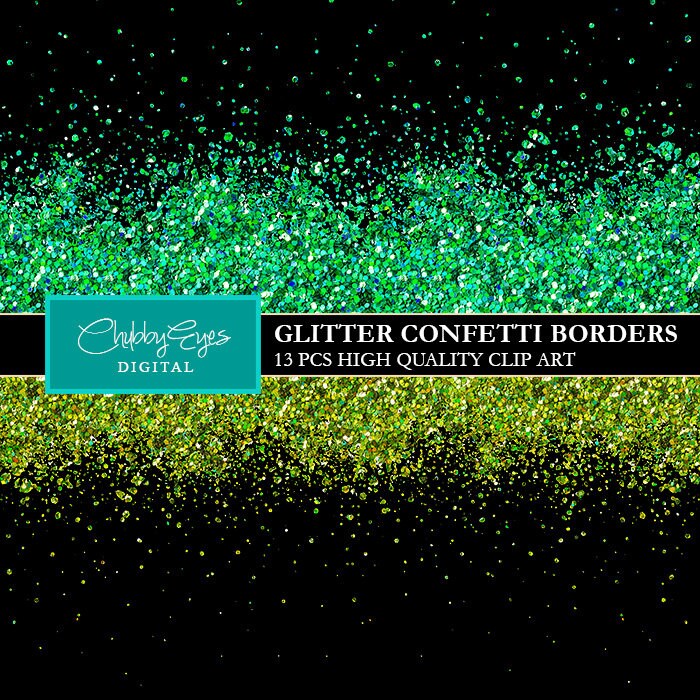 Chunky Mix Glitter Confetti Borders Digital Glitter Clip Art - Etsy