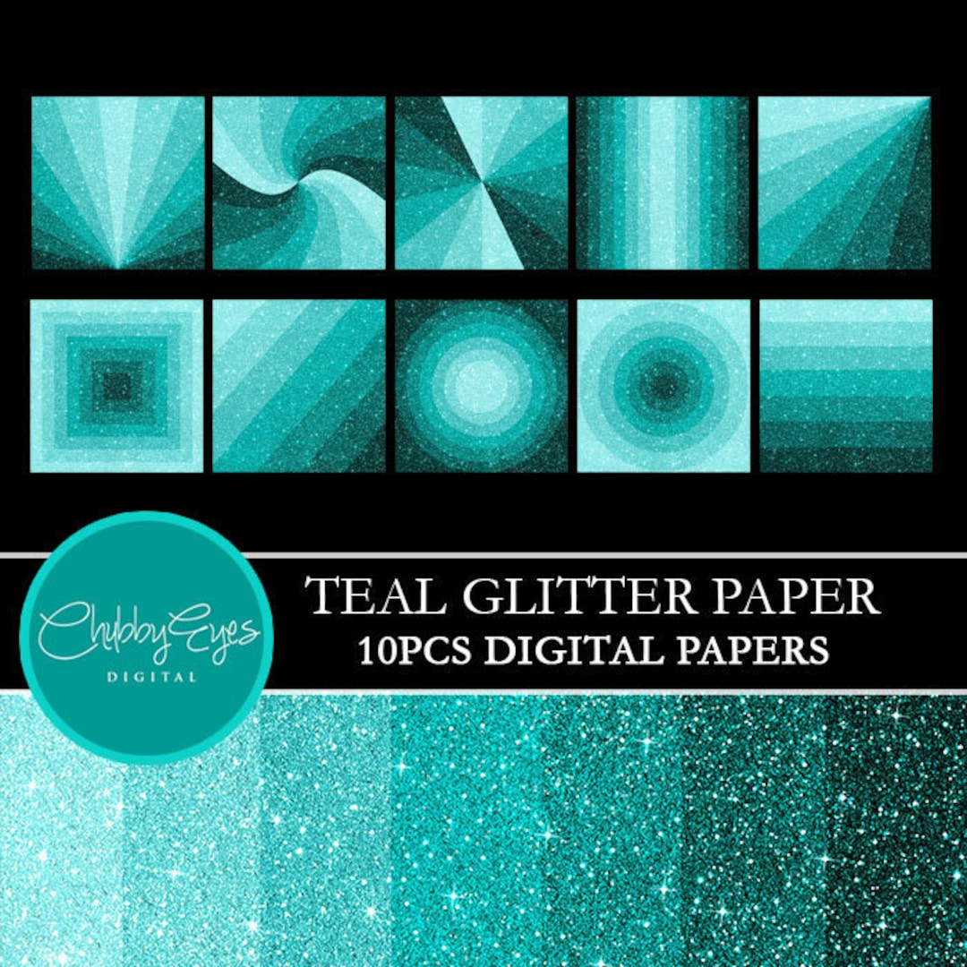 TEAL Glitter Digital Papers, Scrapbook Papers, TEAL Sparkles Clipart ...