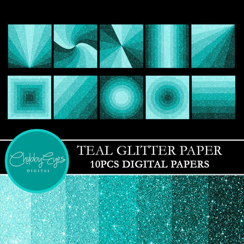 TEAL Glitter Digital Papers Scrapbook Papers TEAL Sparkles - Etsy