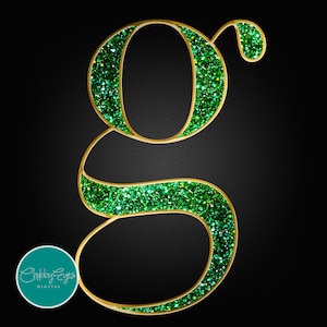 Green Glitter Alphabet Clip Art, Lettering Clip Art- Digital Instant ...