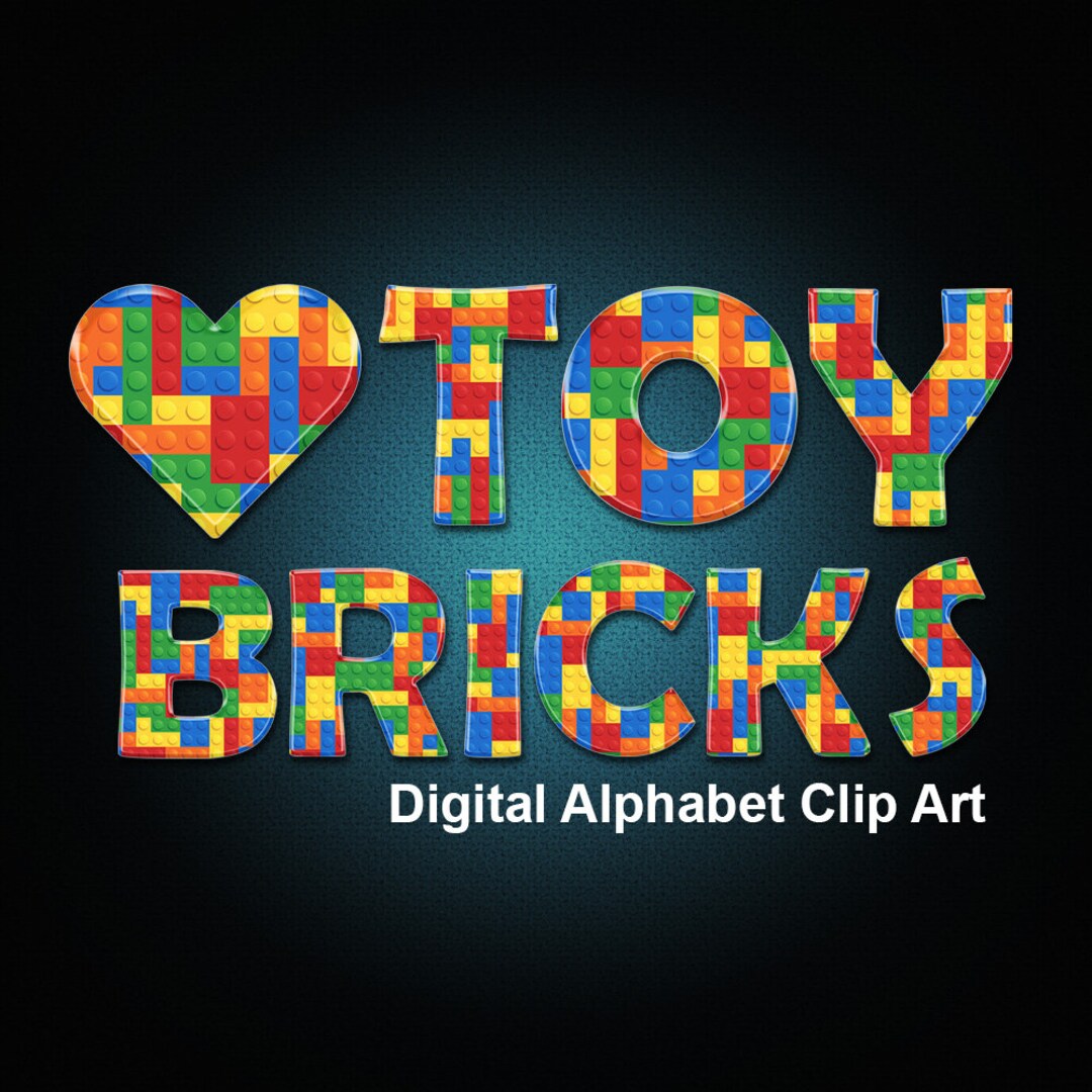 Toy Bricks Alphabet Clip Art, Building Blocks Lettering Clip Art ...