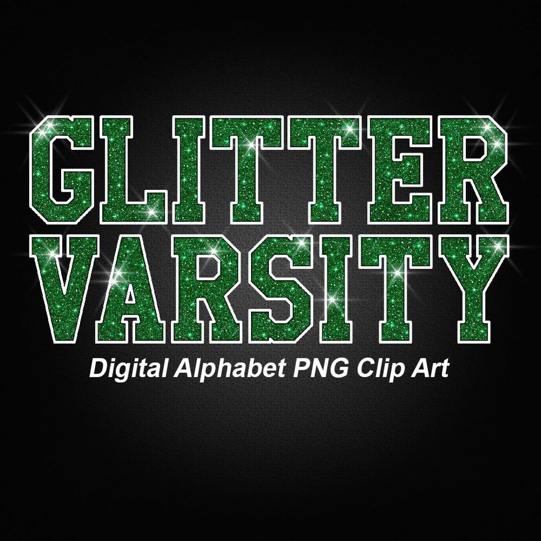 Green Glitter Varsity Alphabet Clip Art (digital Download) - Etsy