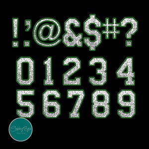 Sequin Varsity Alphabet Clip Art, Green Embroidery Border (PNG Digital ...