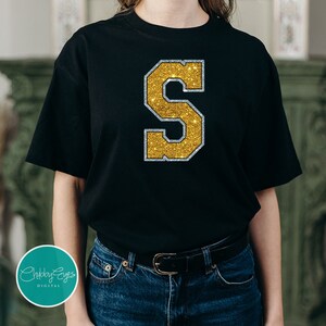 Gold Silver Glitter Varsity Alphabet Clip Art, Sport College Style ...