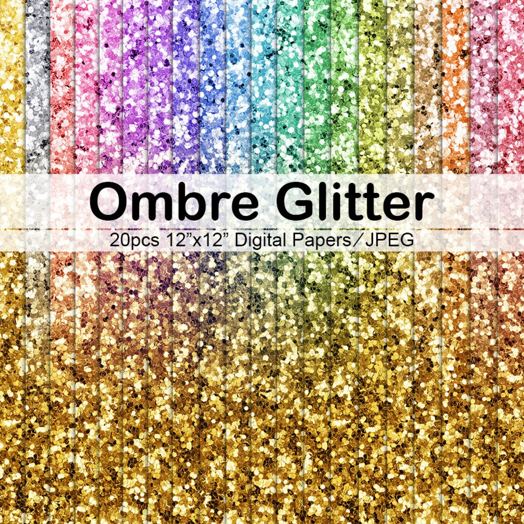 Gold Ombre Chunky Glitter Digital Papers, Scrapbook Papers Glitter ...