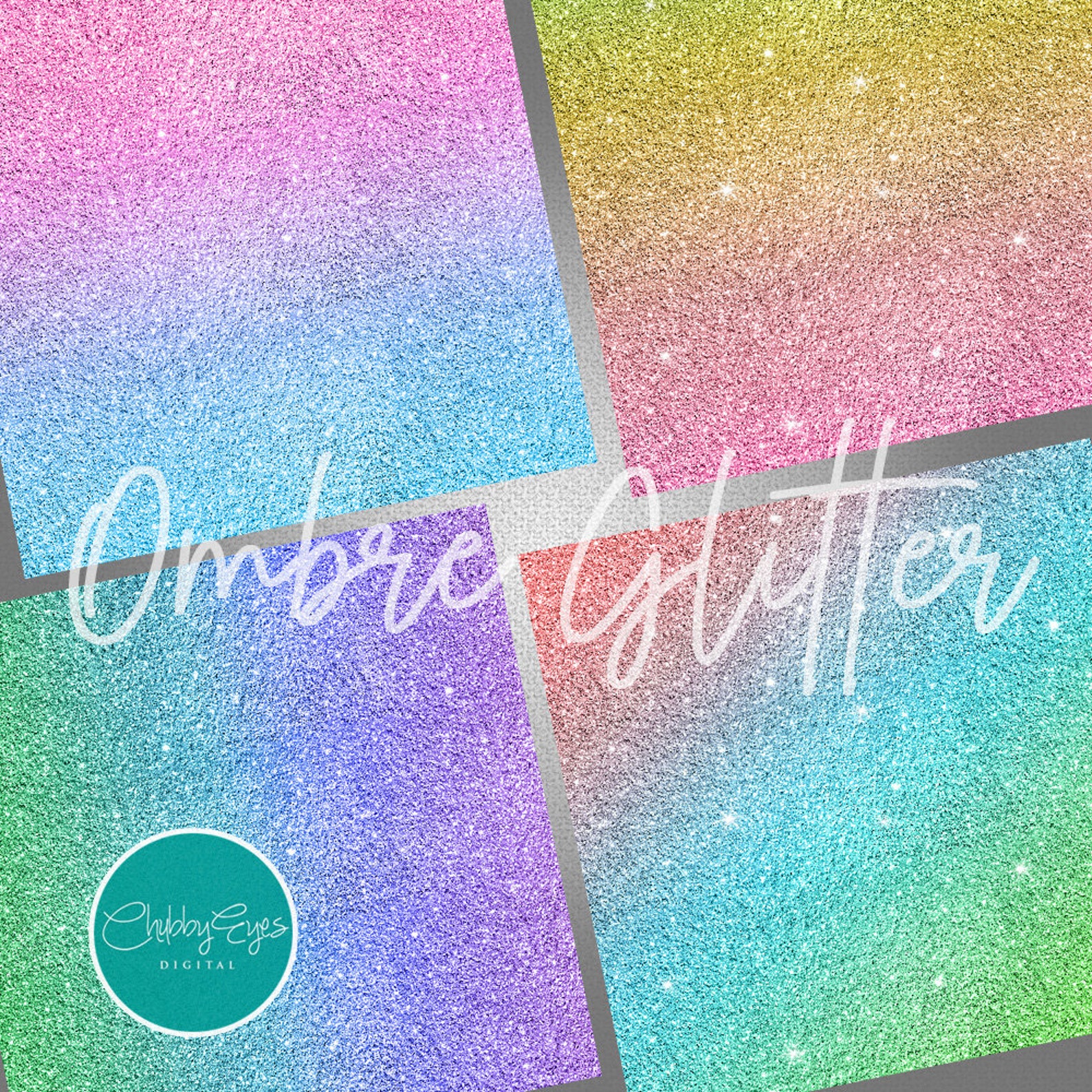 Ombre Glitter Digital Papers, Digital Scrapbook Papers, Colorful ...