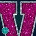 Pink Silver Glitter Varsity Alphabet Clip Art, Sport College Style ...